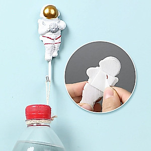 gofidin 4 Pcs Creative Astronaut Model Hooks Cartoon Planet Kitchen Strong Glue Hanger Nail-Free Door Behind Key Holder Bathroom Accessories Wall Hook