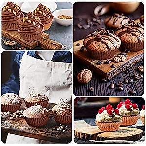 SANNIX 450pcs Woodland Cupcake Liners, Woodgrain Baking Cups Cupcake Wrappers Paper Wraps Muffin Liners for Bridal Showers Wedding Birthday Party Decorations Supplies