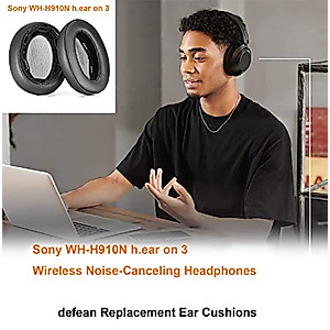 WH-H910N Ear Pads - defean Replacement Ear Cushion Cover Compatible with Sony WH-H910N h.Ear on 3 Wireless Noise-Canceling Headphones (Black)