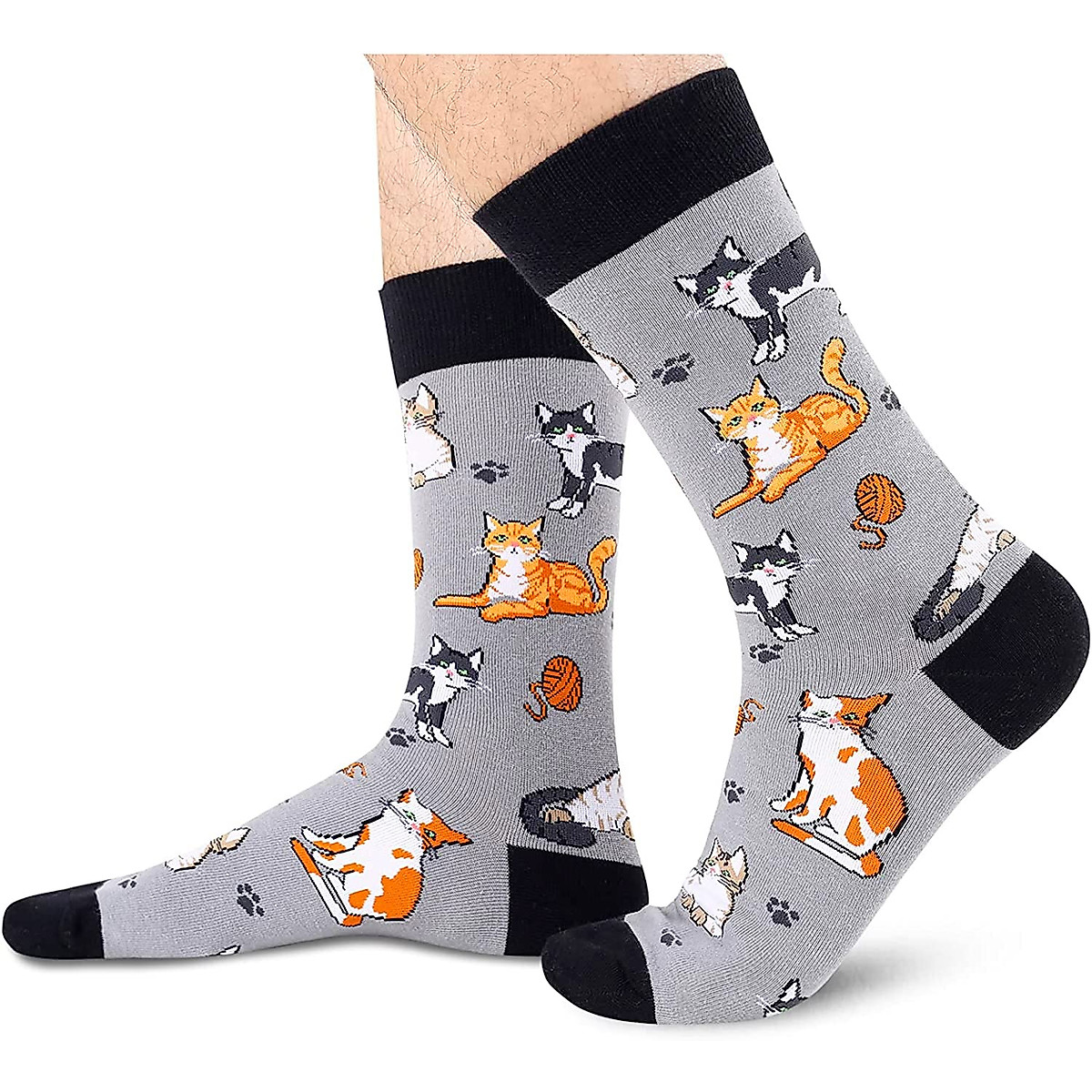 HAPPYPOP Funny Cat Gifts for Cat Lovers Cat Dad Gifts, Novelty Cat Socks Crazy Silly Fun Socks for Men Daddy Husband
