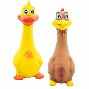 Gazechimp 2Pcs Shrilling Screaming Rubber Chicken Pet Dog Toy Squeaker Chew Gifts