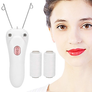 Cordless Electric Facial Threading Hair Removal for Women, Rechargeable Facial Cotton Threading Hair Shaver Hair Removal Beauty Epilator Trimmer for Fast Removing Very Fine Vellus Hair on Face & Chin
