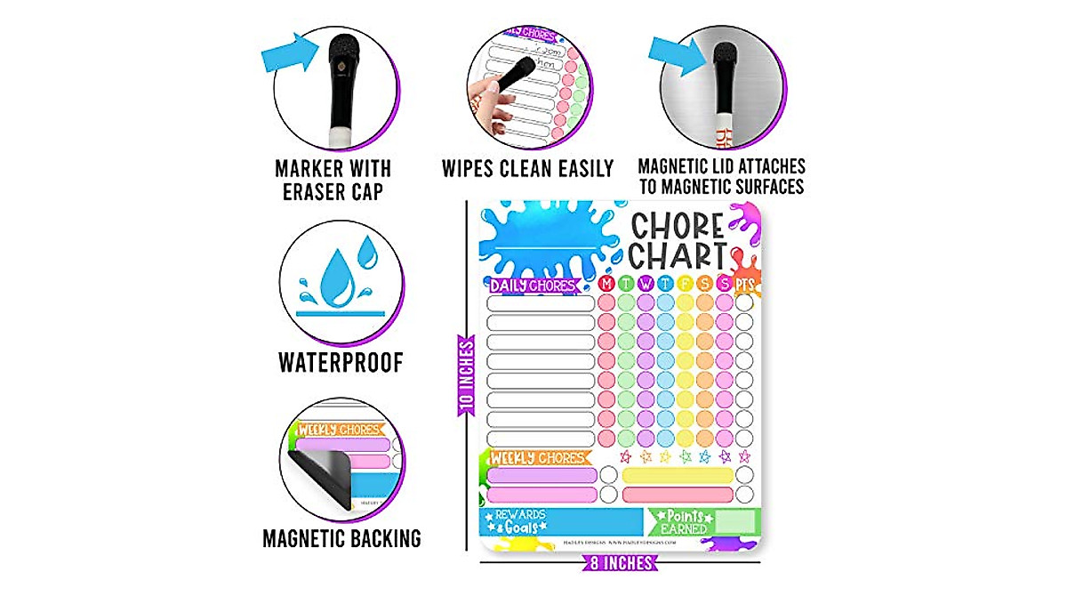 Colorful Magnetic Chore Chart for Kids - Instill Responsibility