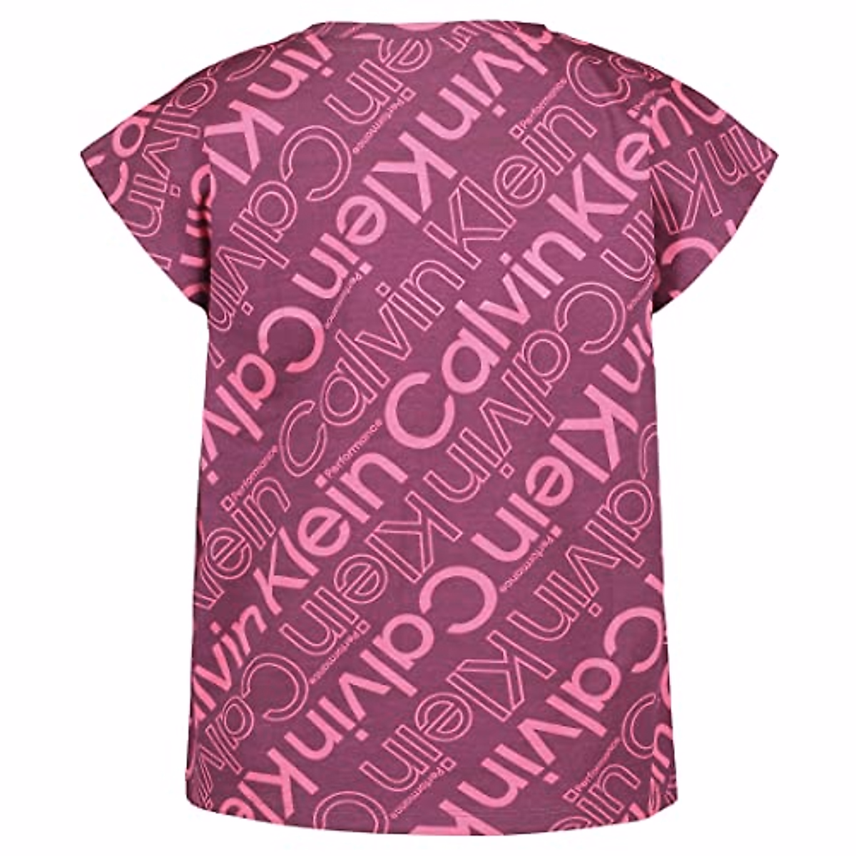 Calvin Klein Girls' Short Sleeve Relaxed-Fit Performance T-Shirt, Crew-Neck Neckline & Logo Detailing, Dark Purple, 12-14