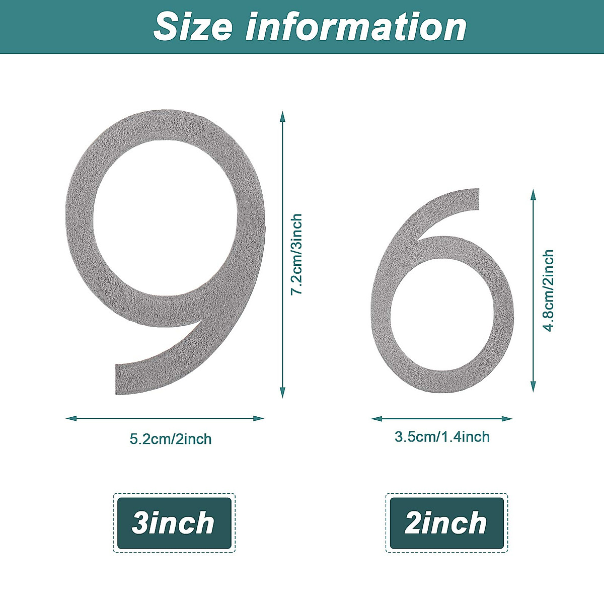 60 Pieces Mailbox Numbers Sticker Reflective Self Adhesive Vinyl Waterproof 0-9 Number DIY Decorations for Mailbox, Sign, Door, Car, Business, Address Number (Silver,3 Inches)