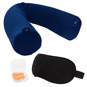 Twist Travel Pillow Set, Versatile Pillow for Travelling, Office Working, Flight Sleeping, Supporting Neck, Head, Lower Back and Shoulder, Memory Foam Pillow with Ear Plug and Eyes Mask