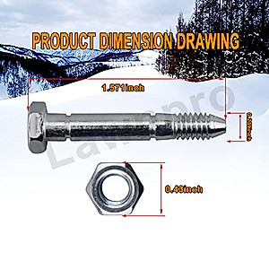 1-9/16" X 1/4" Shear Pins and Lock Nuts Compatible with Ariens Two-Stage Snow Blower Replacement for 532005 53200500 AM123342 342449 400120 510016 51001600 (10)