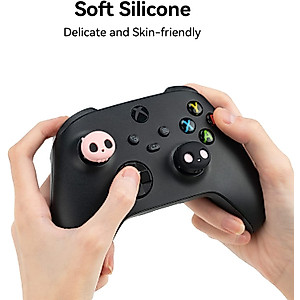 GeekShare Halloween Cute Xbox One Controller Thumb Grips, Soft Silicone Thumbsticks Cover Caps Set Compatible with Xbox One Controller, 2 Pair / 4 Pcs - Pink Skull