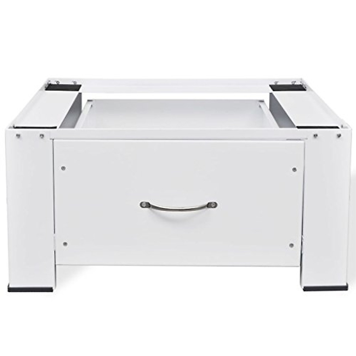 Festnight Washing Machine Pedestal with Storage Drawer Adjustable Height Dryer Mini Refrigerator Cabinet Stand for Utility Room Home Furniture 24.8" x 21.3" x 12.2" (W x D x H)