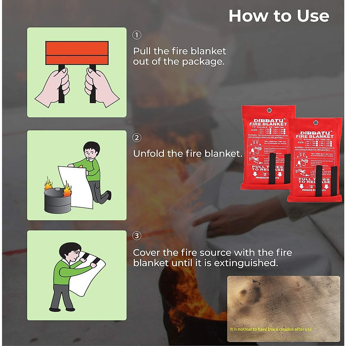 DIBBATU Fire Blanket, 4 Pack-red, Fiberglass, Emergency Blanket for Home, Kitchen, Grill, BBQ, Fireplace