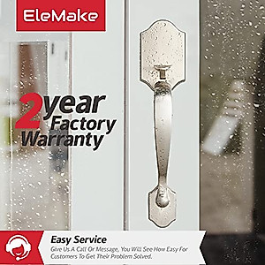 Elemake Front Door Handle - Front Door Lock Exterior/Interior Front Entry Handleset with Door Knob, Heavy Duty Keyless Entry Door Handle, Brushed Nickel Plating