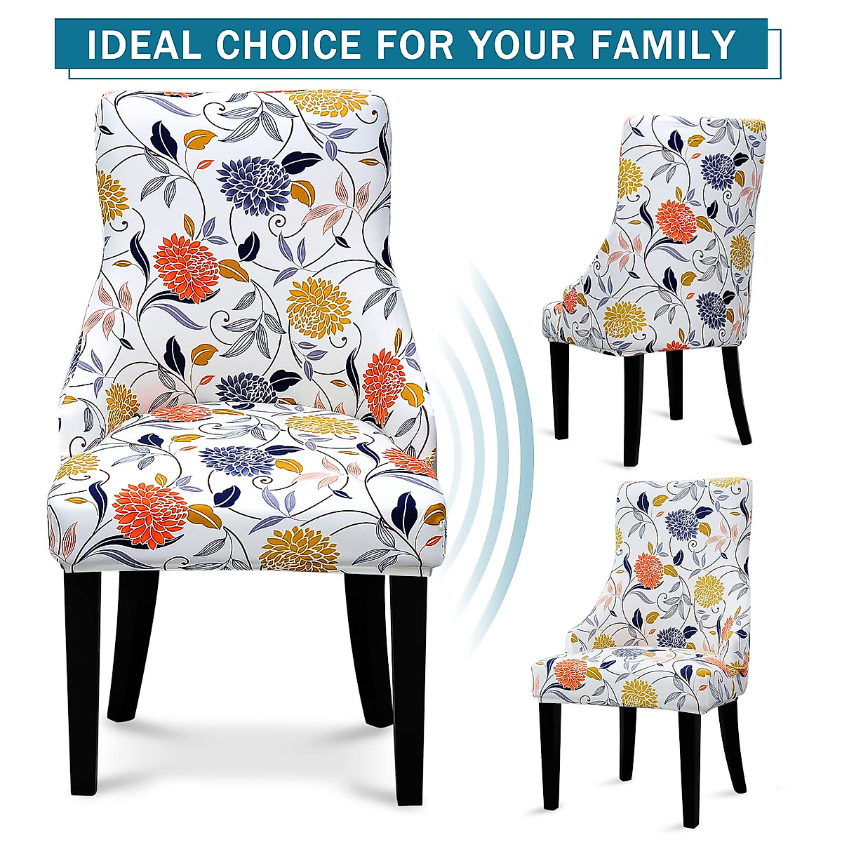 Liykimt Stretch Wingback Side Chair Slipcover-Accent Chair Cover Slipcover with Arm,Washable Upholstered Arm Dining Chair with Nailed Trim Protector for Dining Living Room Set of 2,Orange