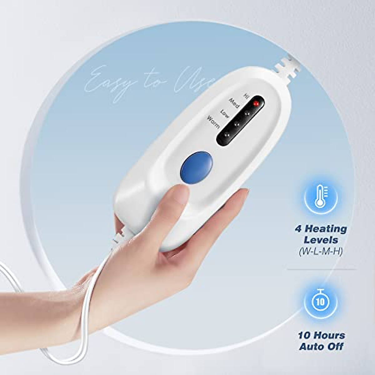 CURECURE Heated Electric Blanket Twin Size 62" x 84" Flannel Heated Blanket with 4 Heating Levels & 10 Hours Auto Off, Comfort Warm Blanket for Home Office Use, Machine Washable