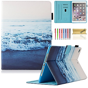 Dteck Case for iPad 9.7 inch 2018 2017/iPad Air Case/iPad Air 2 Case, Multi-Angle Viewing Auto Wake/Sleep Folio Smart Cover Stand Wallet Case for iPad 9.7 inch 2017/2018,iPad Air 1 2,Peace Sea