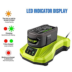 ADVTRONICS P117 P118 Dual Chemistry Charger Compatible with Ryobi 12V-18V One+ NiCd NiMh Lithium Battery P100 P101 P102 P103 P105 P107 P108 P200 1400670