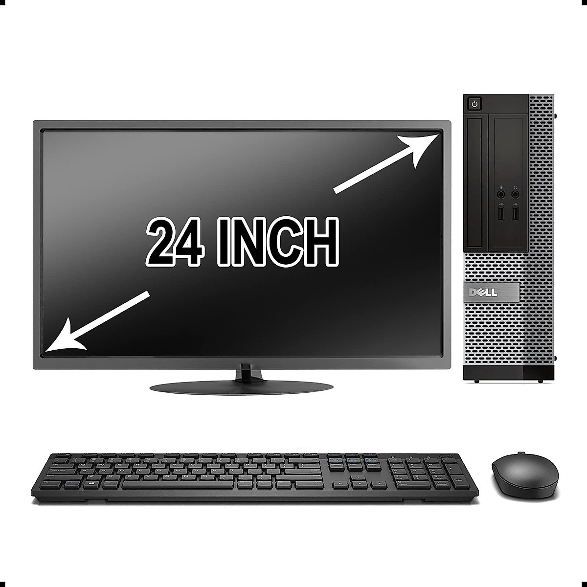 Dell Optiplex 3020 Desktop Computer PC, Intel Quad-Core i5, 240GB SSD Storage, 8GB DDR3 RAM, Windows 10 Pro, DVD, WiFi, 24in Monitor, Wireless Keyboard and Mouse (Renewed)