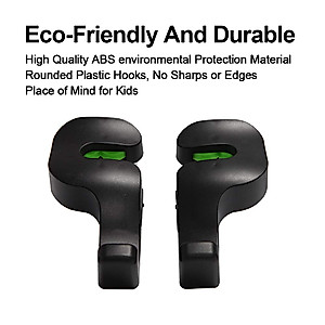 A ABIGAIL Car Headrest Hooks Universal Vehicle SUV Organizer Car Back Seat Headrest Hanger Holder Hook for Bag Purse Cloth Grocery-Black Set of 2 A7836F