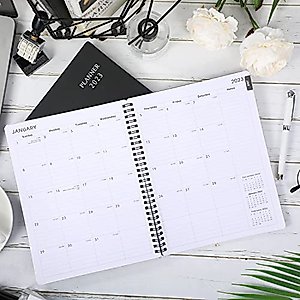 2023 Planner - Jan 2023 - Dec 2023, 8" x 10" (with Twin-Wire Binding), Planner 2023 with Weekly & Monthly Spreads, Strong Twin-Wire Binding, Round Corner, Improving Your Time Management Skill