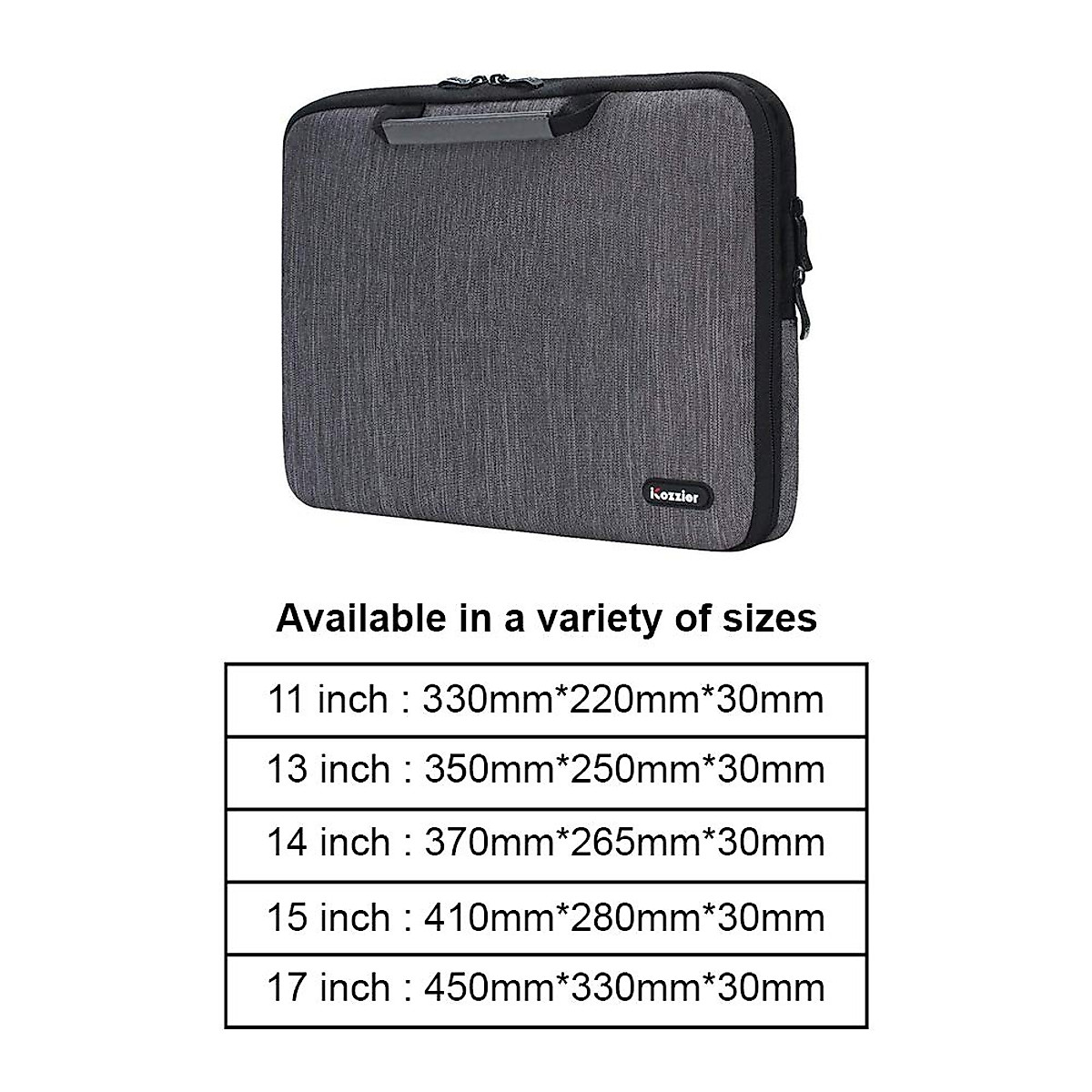iCozzier 13-13.3 Inch Handle Electronic Accessories Strap Laptop Sleeve Case Bag Protective Bag for 13" MacBook Air/MacBook Pro/Pro Retina Sleeve – Grey