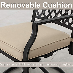 Top Space Outdoor Swivel Chairs Patio Rocker Lounge Chair Metal Bistro Set Club Arm Chair Dining Furniture for Garden Backyard (Set of 2, Beige)