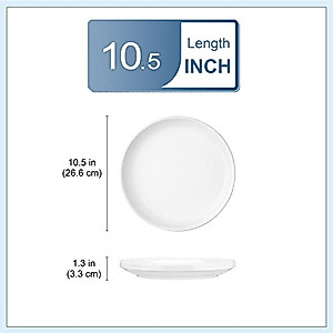 LOVECASA White Plates Set of 6, 10.5 Inch Porcelain Plates Ceramic Dinner Plates with Lipped Edges, Scratch Resistant Salad Plates Round Dishes for Kitchen, Microwave and Dishwasher Safe