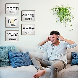 Rock Bands- Silhouette Music Wall Decor Prints, AC DC-Beatles-Queen-Nirvana-Scorpions. Ideal for Home Decor, Studio Decor, Bar or Man Cave Decor. Perfect Gift For Music Fan! Unframed-10x8"(5-PK)