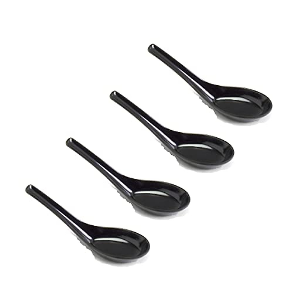 JapanBargain 3192, Set of 4 Soup Spoons Japanese Soup Spoons Chinese Soup Spoons Rice Spoons Pho Spoons Ramen Soup Spoons Wonton Soup Spoons, Black Color
