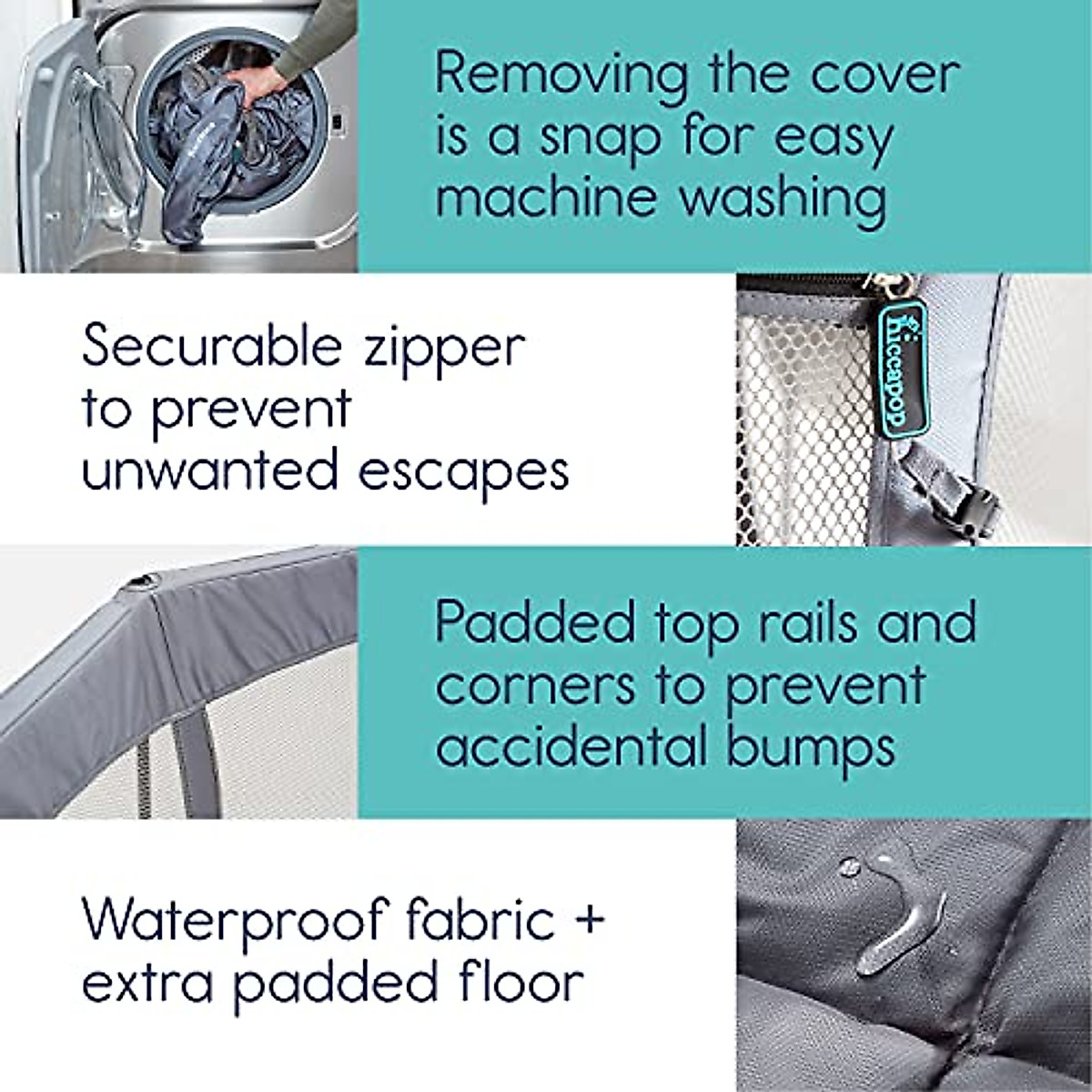 hiccapop 53” PlayPod Outdoor Baby Playpen with Canopy, Deluxe Portable Playpen for Babies and Toddlers with Dome, Sun-shades, Padded Floor | Pop Up Playpen for Beach or Home | Outdoor Playpen for Baby