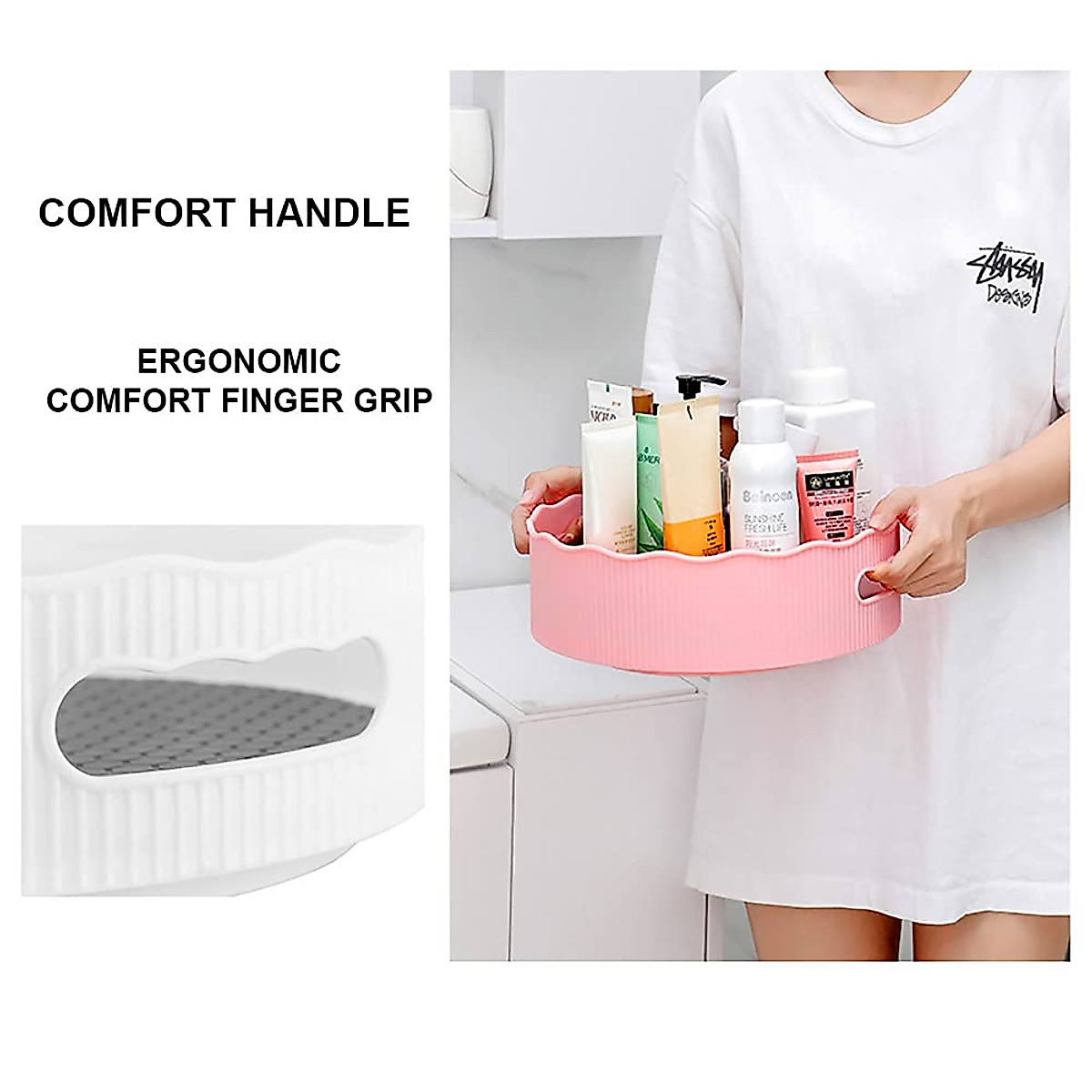 Lazy Susan Countertop Turntable. Kitchen Pantry Cabinet Rotating Organizer. Spice Storage Rack. Bathroom Vanity Shelf Table