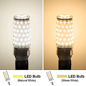 16W E12 LED Corn Bulbs, 1500LM Natural White 4000K Candelabra Light Bulbs, 100W Equivalent, E12 Base LED Chandelier Bulbs, Non-Dimmable LED Lamp, 4Pack