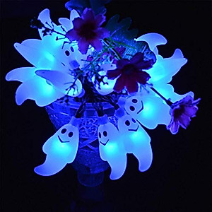 LIUPENGWEI Solar Outdoor Rodgersia String, 30 LED Ghost Globe-Shaped Solar Fairy Lights for Home, Party, Holiday, Christmas Decorations (Blue) Garden Ghost Light
