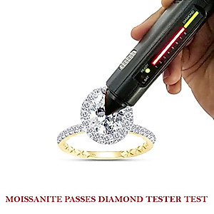 SAVEARTH DIAMONDS Oval & Round Cut Lab Created Moissanite Diamond Solitaire Halo Engagement Ring In 14K Yellow Gold Over Sterling Silver (1.90 Carat) Ring Size -7