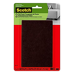 Scotch SP820-NA Felt Furniture Pads, 4 in x 6 in, Brown, 2 Count
