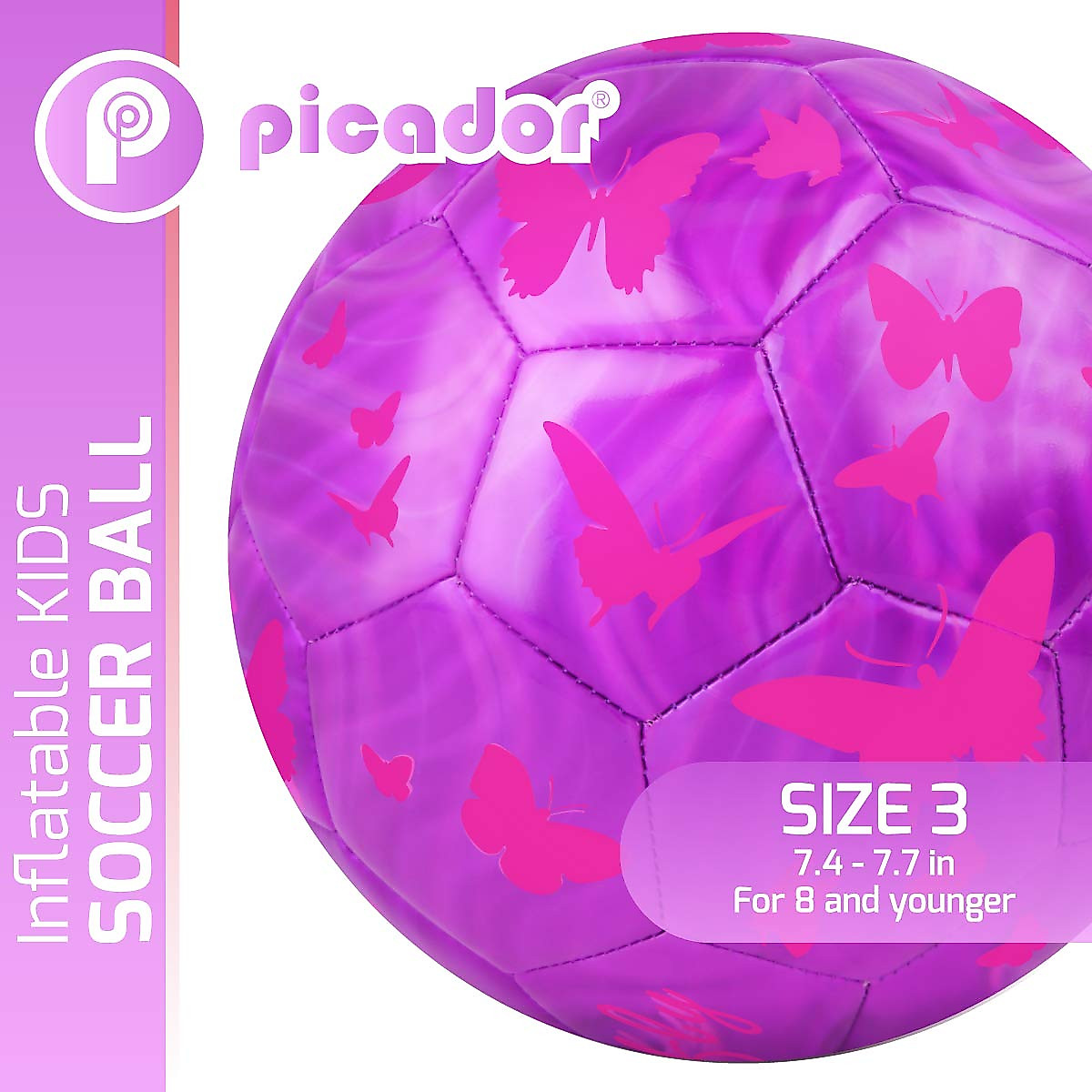 PP PICADOR Kids Soccer Ball, Sparkling Soccer Ball Birthday Toys Ball for Kids, Toddlers, Children, Boys, Girls, School, Kindergarten, Student, Baby (Purple)