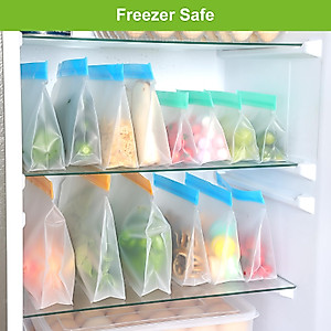 Moretoes 21 Pack Reusable Ziploc Bags (5 Gallon Freezer Bags+8 Reusable Sandwich Bags+8 Snack Ziplock Bags), Silicone Bags Reusable Storage, Quart Bags Washable for Fruit Salad, 3 Colors