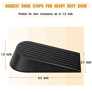 Crosize Black Extra Large Door Stopper, High 1.9 Inches Big Door Stop for Floor Rubber Doorstop Wedge, Door Gaps and Prevent The Lock-Outs, Floor Sturdy Door Stopper for Heavy Duty Door Bottom of Door