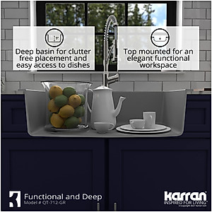Karran QT-712 Drop-In Quartz Composite 33 in. 1-Hole Single Bowl Kitchen Sink Kit in Black