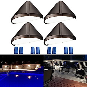 LEONLITE 5W LED Deck Lights Low Voltage, 12V Stair Railing Light, Outdoor Landscape Step Fence Light, UL Listed Cable, Aluminum, 4000K Cool White, IP65, Oil Rubbed Bronze, Pack of 4