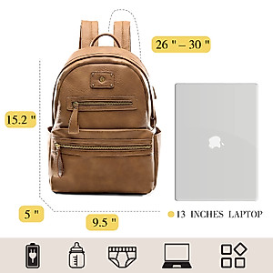 miss fong Small Diaper Bag Leather Diaper Bag Backpack Baby Diaper Bag, Baby Bag for Travel, Baby Diaper Bags, Small Diaper Bag with 7 Pockets Diaper Bag Organizer USB Charger & 2 Insulated Pockets