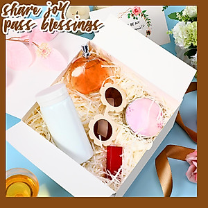 26 Pcs Gift Boxes Set 8 Paper Gift Box Kraft Boxes 8 x 8 x 4 Inch bridesmaid proposal boxes 8 Kraft Paper Gift Tags 8 Plastic Eucalyptus Leaves Stems 1 Cut Paper Shred Filler 1 Twine Rope (White)