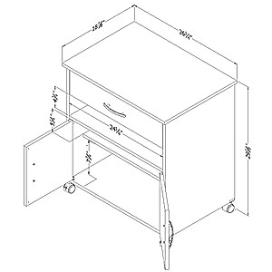 South Shore 2-Door Printer Stand with Storage on Wheels, Pure White