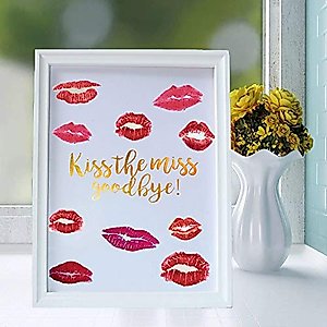 LAMOTIE Kiss The Miss Goodbye Frame Bachelorette Party Bridal Shower Keepsafe Bride to Be Wedding Guestbook, White