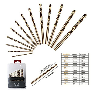 Owl Tools Cobalt Drill Bit Set - 13 Piece M35 - Metric Size Cobalt Drill Bits with Storage Case - Perfect Drill Bits for Metal, Hardened & Stainless Steel, Cast Iron, and More!