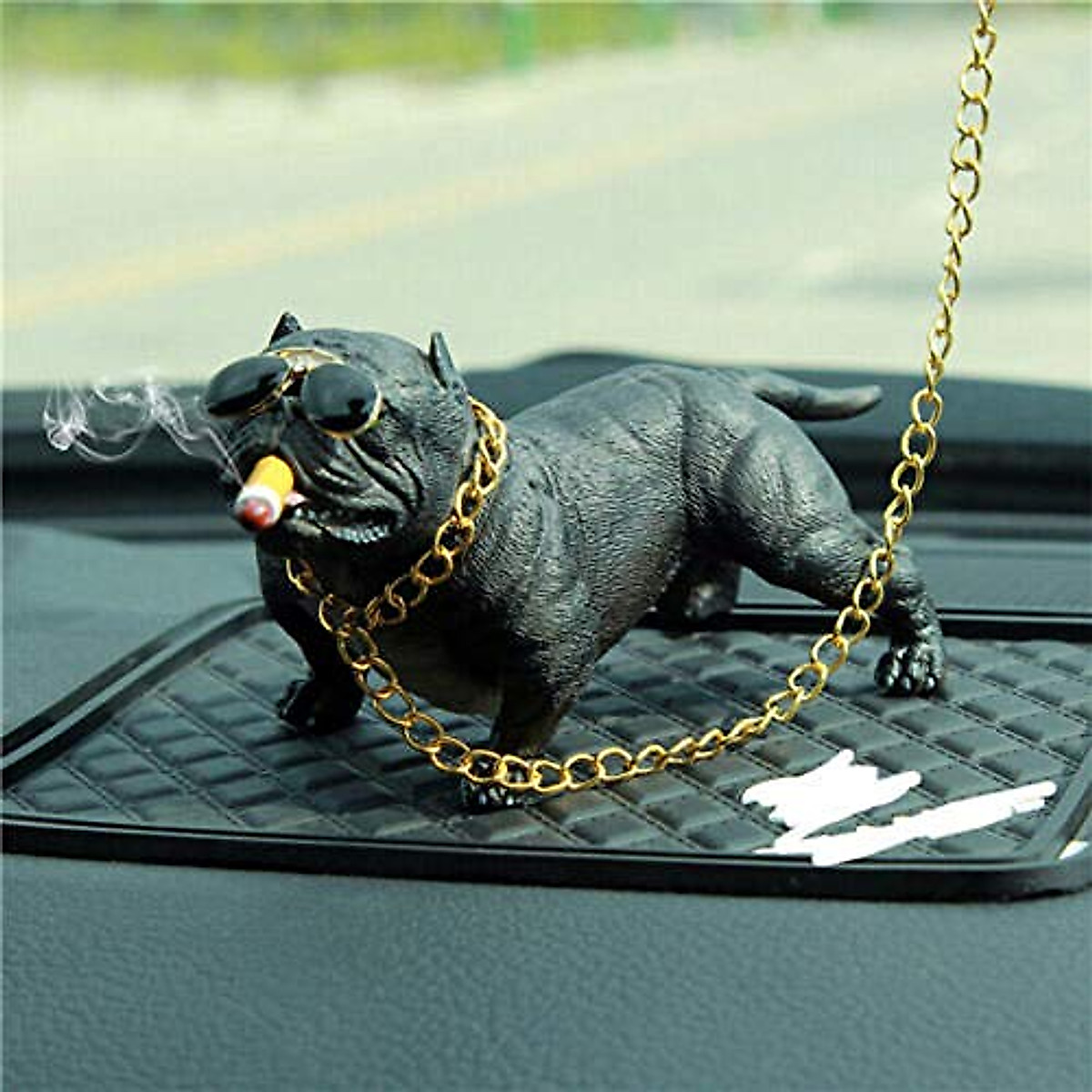 Jiuke, Bully Pitbull Dog Car Interior Decoration Dashboard Ornament Fashion Funny Cute Home Decoration Auto Accessories No Base-Black