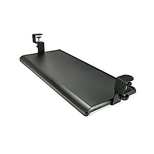 Aidata KB-1010 Desk-Clamp Keyboard Tray, Black, Easy to Install on Any Work Surface, Sturdy Metal Clamp Fits Onto Desks up to 40mm, Impact-resistant Tray Fits Standard Keyboards