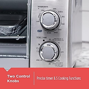BLACK+DECKER 4-Slice Crisp 'N Bake Air Fry Toaster Oven, TO1787SS, 5 Cooking Functions, 30 Minute Timer, Stainless Steel