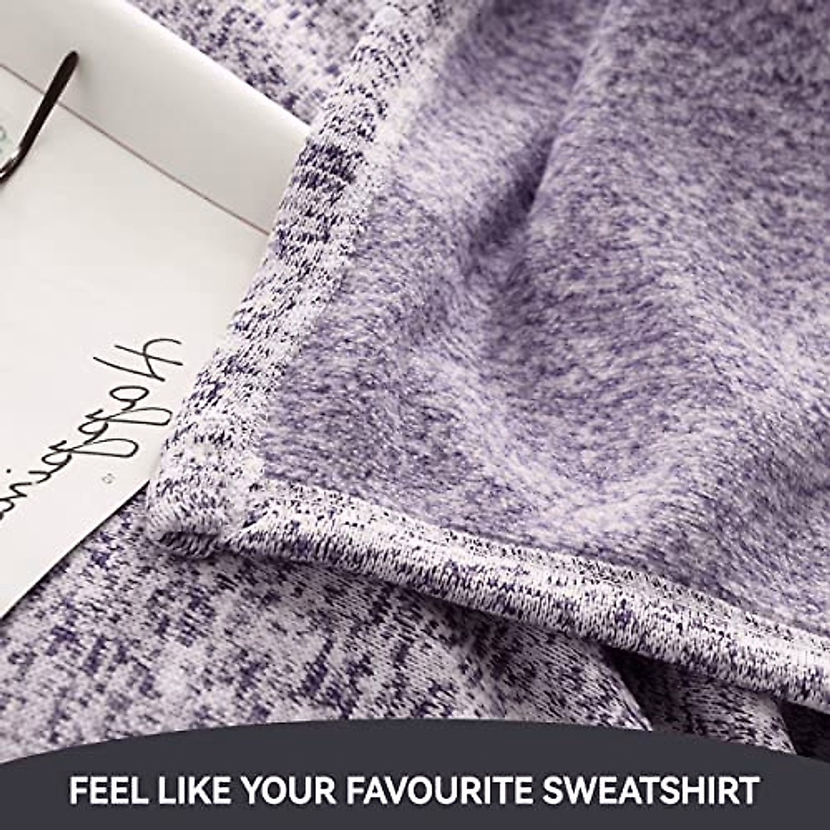 KAWAHOME Sweatshirt Blanket Throw Size for Bed Jersey Knit Lightweight Thin Soft Breathable Summer Blankets for All Seasons, 50"X 60" Purple and White