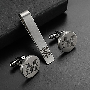ZUNON Brother of The Bride Cufflinks Wedding Engraved Brother Forever your Best Friend Tie Clip Tack Bar (Brother of The bride)
