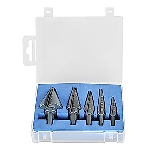 findmall 5Pcs Step Drill Bit Set 50 Sizes 1/8-1-3/8 Inch M2 High Speed Steel Black Oxide Step Drill Bit Fit for Electrical Plumbing and DIY Lovers