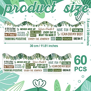 60 Pcs Boho Inspirational Quotes Bulletin Board Border Motivational Bulletin Board Decoration Inspirational Border Paper Scalloped Quote Border for Classroom Office Wall Decors, 12 x 3 Inches